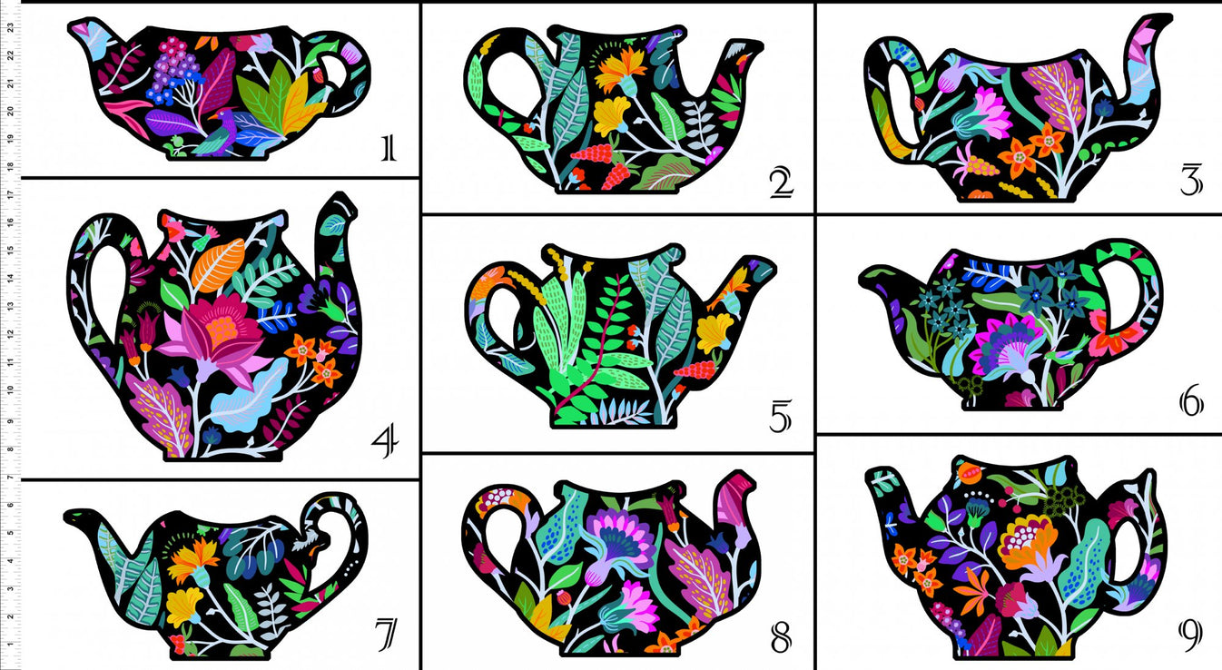 Quilting B & More - Teapot Sampler - Panel